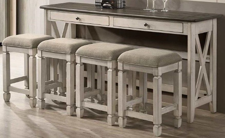 Bernards Waverly 5-Piece Antique White/Gray Wash Counter Set | Bob ...