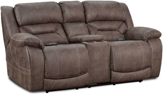 Homestretch Mink Power Reclining Loveseat with Console | Fischer's ...