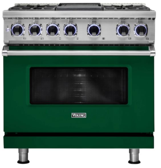 Viking® 7 Series 36" Ivy Natural Gas Dual Fuel Range with Griddle ...