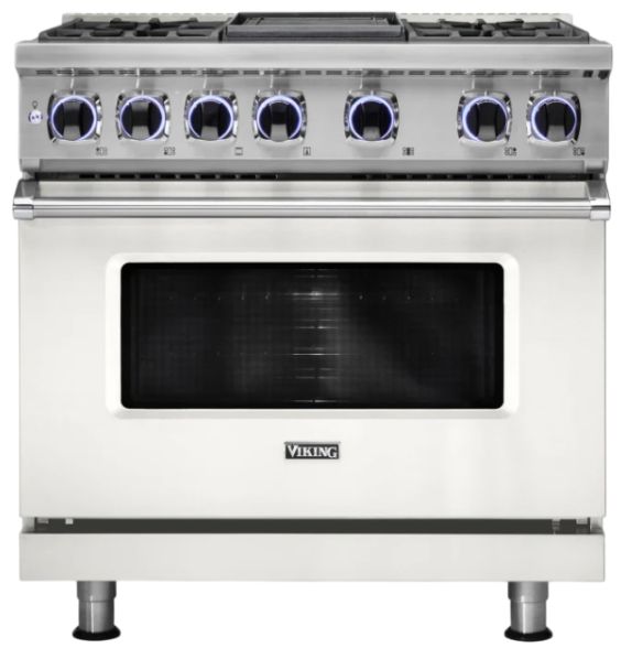 Viking® 7 Series 36" Pure White Pro Style Dual Fuel Liquid Propane Gas ...