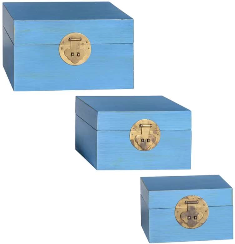 Stylecraft Dann Foley Lifestyle 3-Piece Blue Small Chinese Style Wooden ...