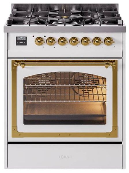 Ilve® Nostalgie II Noblesse 30" White Natural Gas Freestanding Dual ...