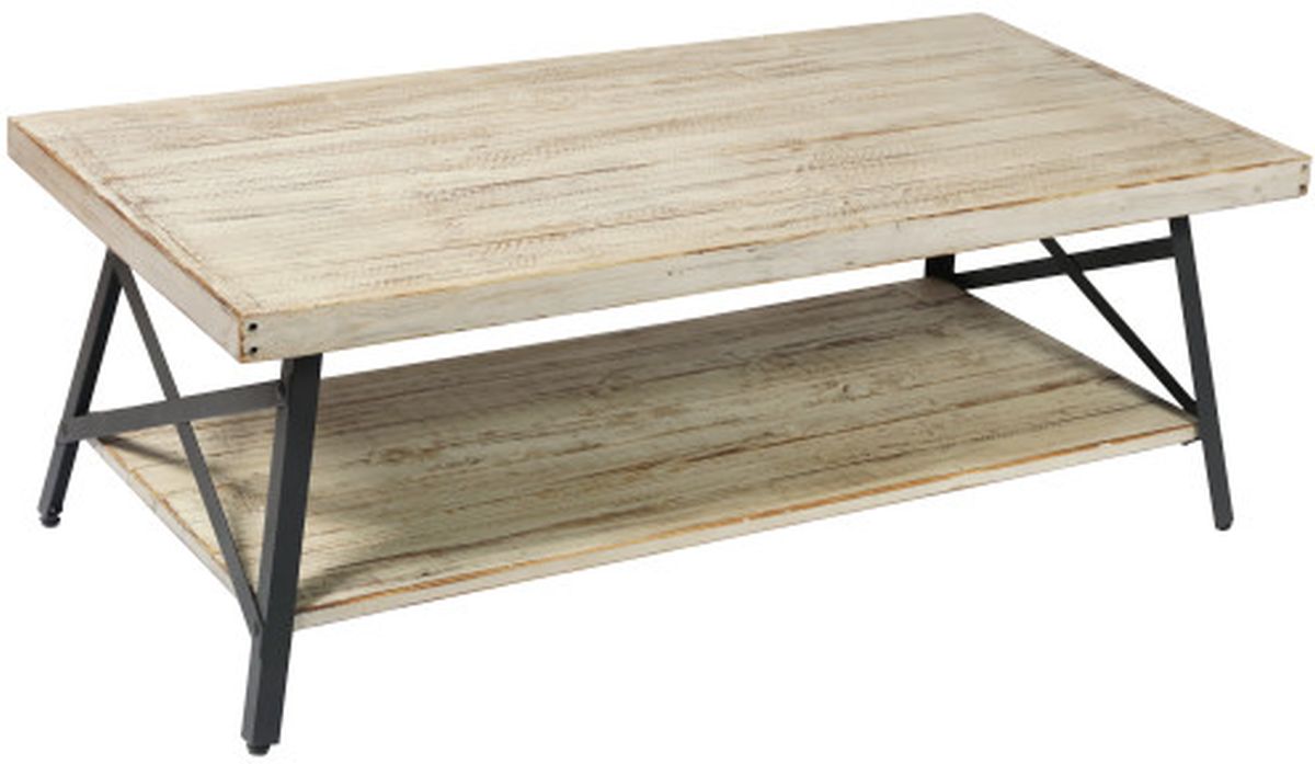 Emerald Home Chandler Whitewash Cocktail Table with Steel Gray Frame