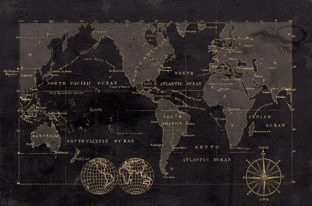 Classy Art Black Gold Map by Carol Robinson Wall Art | Fischer ...