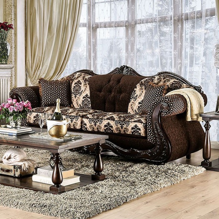 Furniture of America Ronja Dark Brown Sofa Furniture Express Valdosta GA