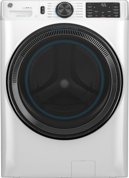 GE® 5 Cu. Ft. White Front Load Washer with SmartDispense™ UltraFresh ...