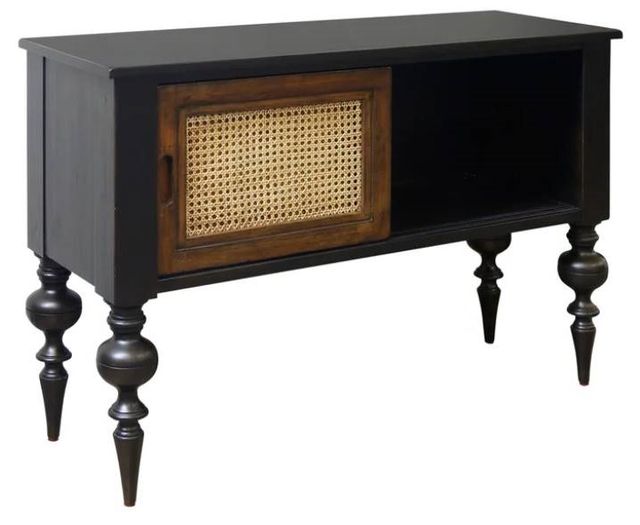 StyleCraft Dark Brown Industrial Cane Console with Beige and Brown ...
