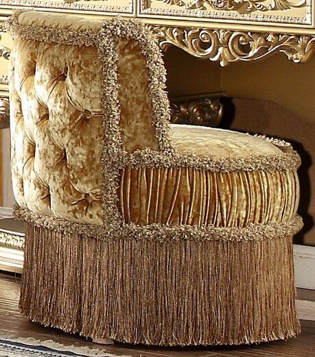 Homey Design Rococo Gold/Metallic Bright Gold Stool | Furniture Time