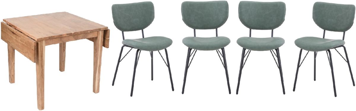 Jofran Inc. Colby 5-Piece Natural Drop Leaf Dining Table with Owen Jade ...