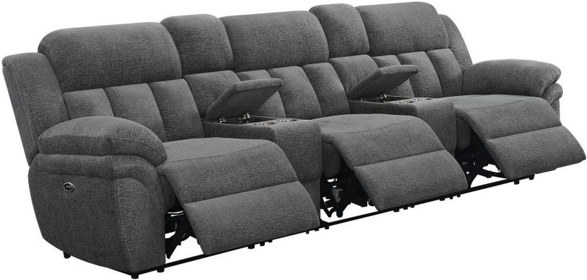 Coaster® Bahrain 5-Piece Charcoal Power Reclining Theater Seating ...