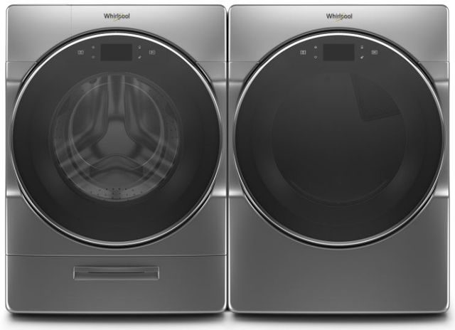 Whirlpool® Chrome Shadow Front Load Laundry Pair | Baker's Appliance Canada