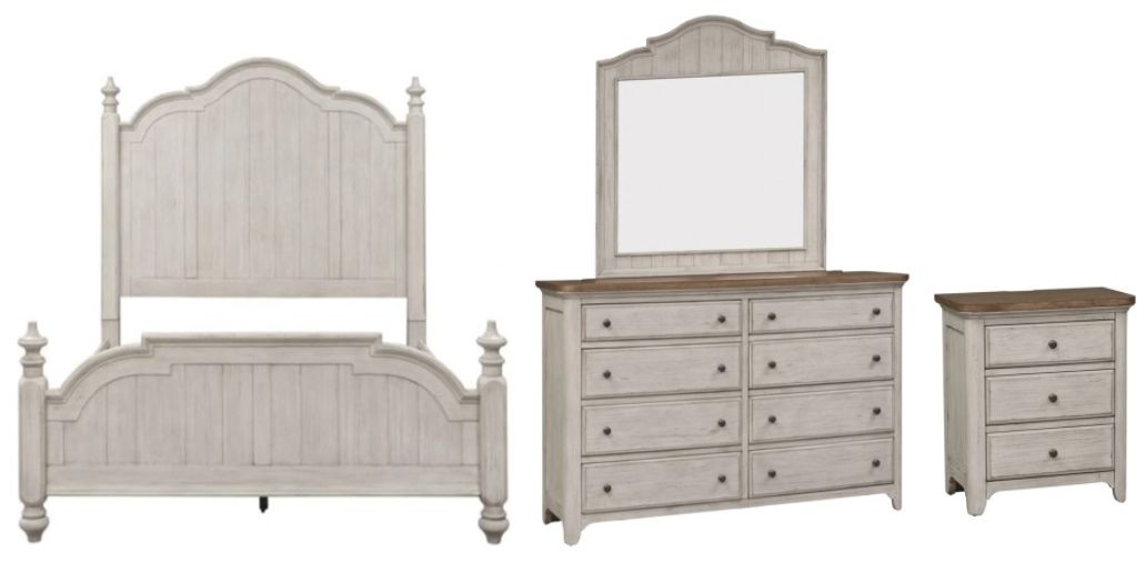 Liberty Furniture Farmhouse Reimagined 4-Piece Antique White/Chestnut ...