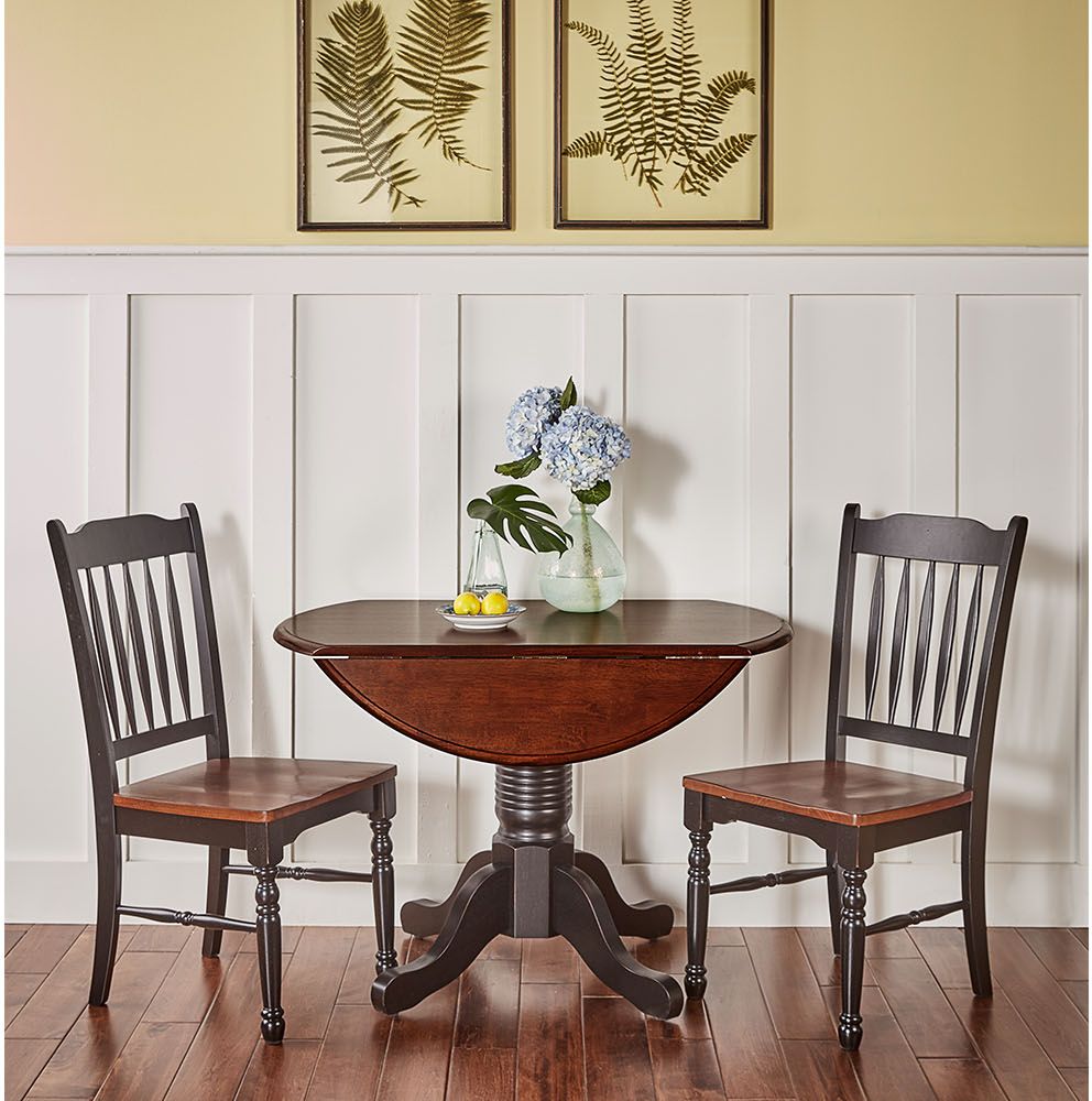 A America British Isles OB Antique Oak Dropleaf Table with Black Base Store For Homes Furniture Flooring Newton IA
