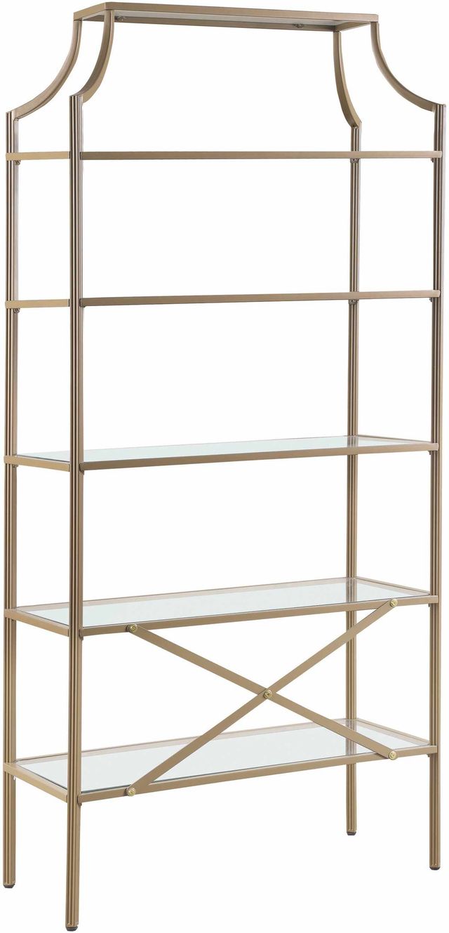 Coaster® Serena Matte Gold 5-Tier Tempered Glass Shelves Bookcase ...