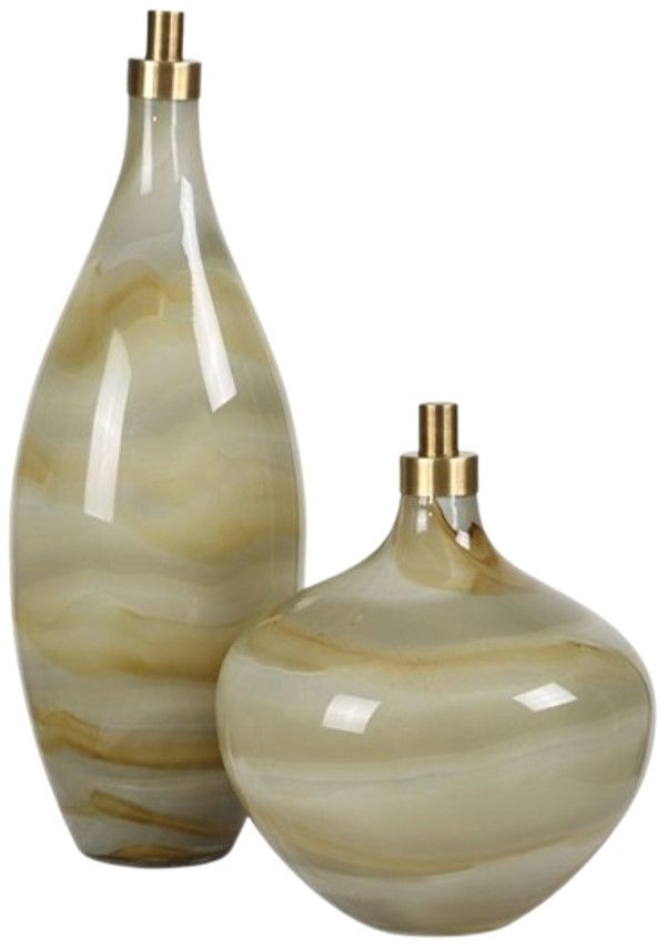 Uttermost® Cascade 2-Piece Caramel/Gray/Ivory Bottles Set | Fischer ...