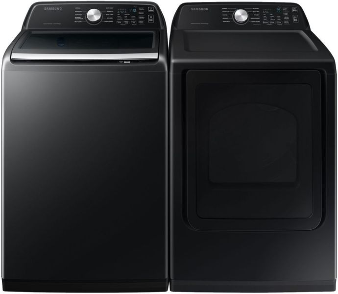 Samsung Brushed Black Top Load Washer & Electric Dryer Laundry Pair ...