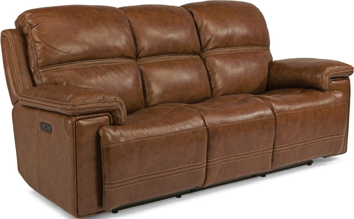 Flexsteel Fenwick Brown Power Reclining Sofa with Power Headrests Great Rooms Furniture and Mattresses
