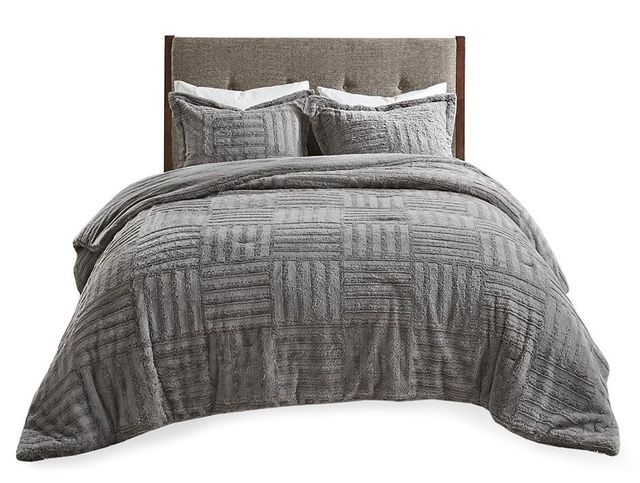 Olliix by Madison Park Arctic Grey Twin Fur Down Alternative Comforter ...