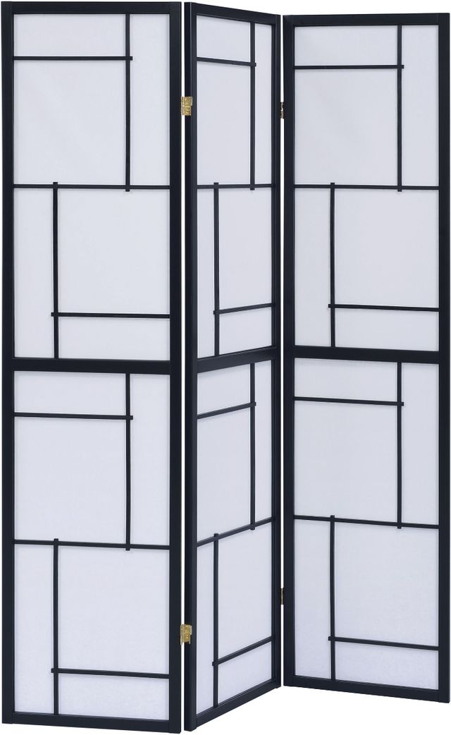 Coaster® Damis Black/White 3-Panel Folding Floor Screen | Furniture Time