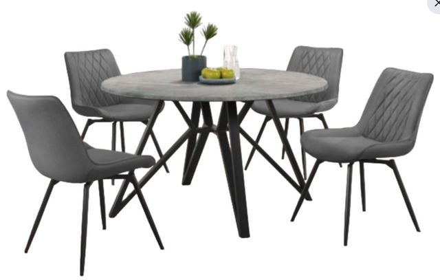 Coaster® Neil 5- Piece Concrete Gunmetal Round Dining Table Set ...