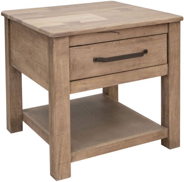 International Furniture Direct Natural Parota Brown Cappuccino End ...