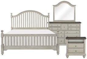 Mazin Furniture Mossbrook 4 Piece Light Gray Queen Bedroom Set | Old ...