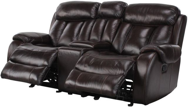 Cheers by Man Wah Pearce Dark Brown Reclining Leather Loveseat with ...