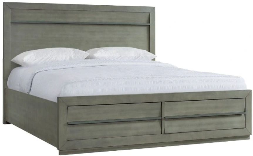 Elements International Zig Gray Storage Panel Bed | Bob Mills Furniture