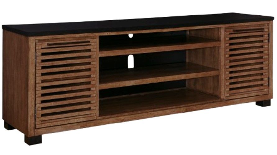 Signature Design by Ashley® Kallari Black/Warm Brown XL TV Stand with ...
