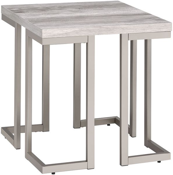 Steve Silver Co. David Driftwood End Table with Matte Pewter Base ...