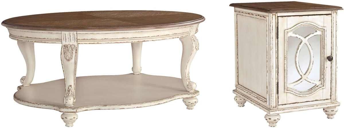 Signature Design by Ashley® Realyn 2-Piece White/Brown Living Room ...