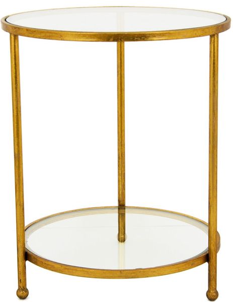 Zeugma Imports Glass Top Side Table with Gold Base | Miskelly Furniture