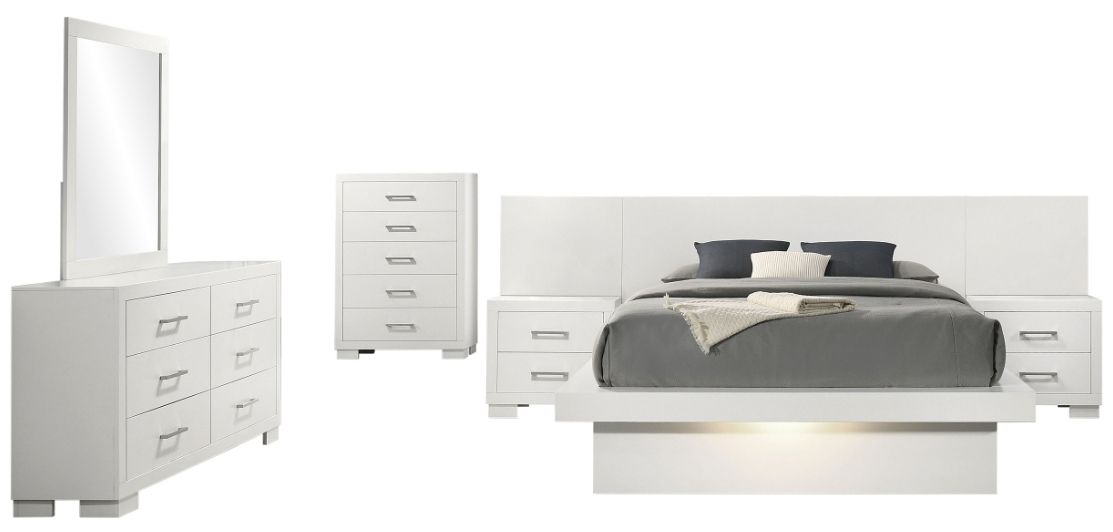 Coaster® Jessica 6-Piece Snow White Queen LED Panel Bedroom Set ...