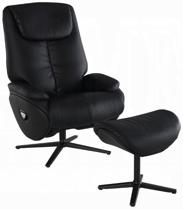 ACME Furniture Labonita 2-Piece Black Swivel Chair with Ottoman Set ...