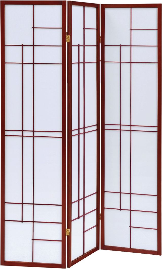 Coaster® Katerina White/Cherry 3-Panel Folding Floor Screen | Fred's ...