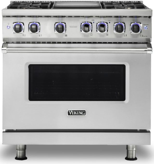 Viking® 7 Series 36" Freestanding Natural Gas Range with 12" Reversible ...