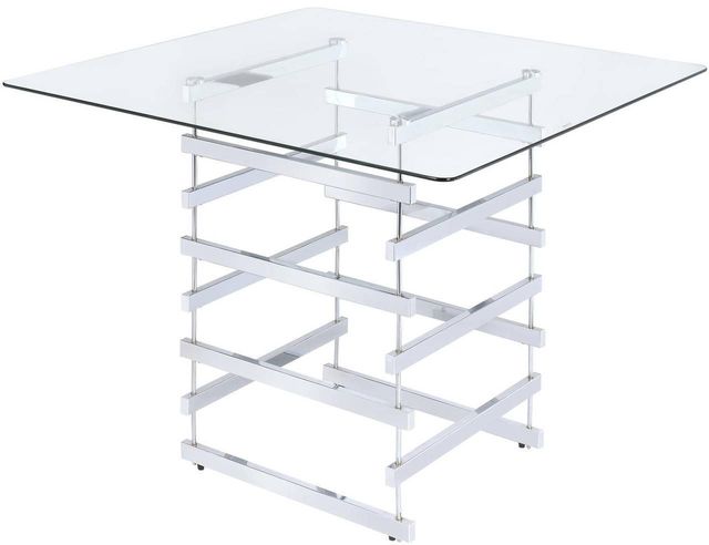 ACME Furniture Nadie Glass Top Counter Height Table with Chrome Base ...