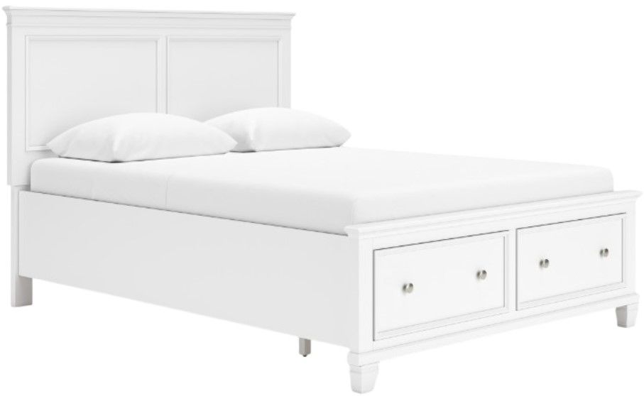 Signature Design by Ashley® Fortman White Queen Panel Storage Bed | The ...