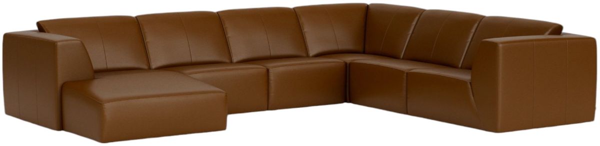 EQ3 Customizable Morten 6-Piece Leather Left-Arm Facing Sectional and ...