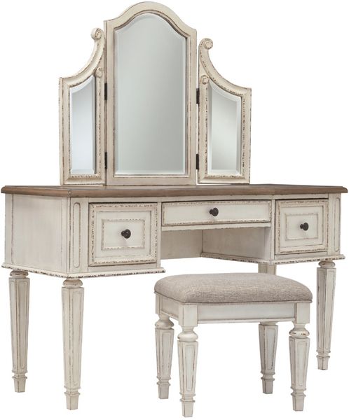 Signature Design by Ashley® Realyn Vanity/Mirror/Stool Set | Big Sandy ...