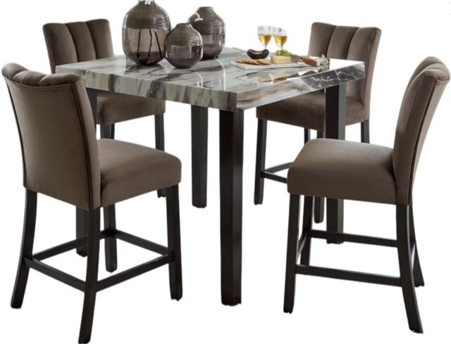 Signature Design by Ashley® Jeshina 5-Piece Beige/Dark Brown/Mocha Counter Dining Set | The ...