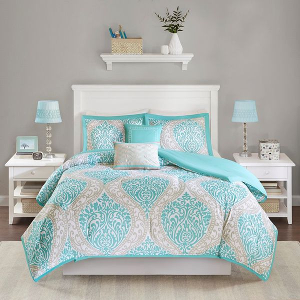 Olliix by Intelligent Design Senna Aqua Full/Queen Comforter Set | Big ...
