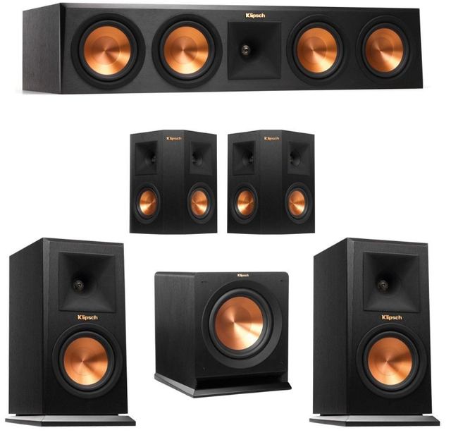 Klipsch 5.1 Ebony System with 2 RP-150M Monitor Speakers, 1 RP-450C ...