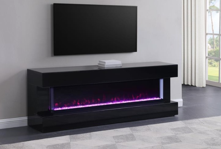 Coaster Vallerie White 71 TV Stand with Visual Flame Box