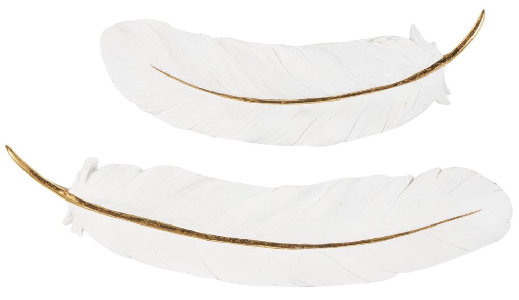 Deco Marche 2-Piece White Bird Feather Wall Decor Set | Fischer ...