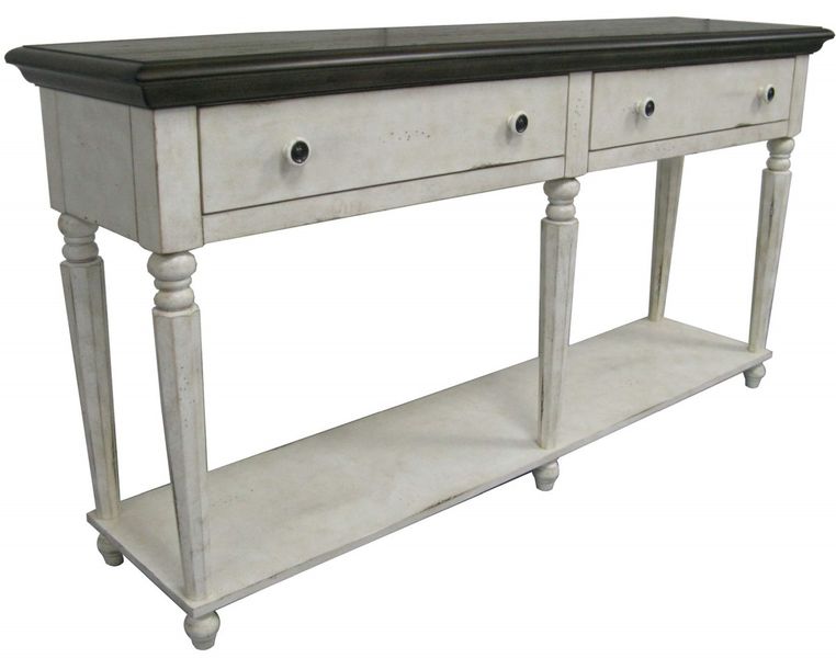 TEI Vintage Estates Antique White/Dark Knotty Oak Sofa Table | Lichti's ...