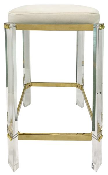 Harp & Finial® Helen Brass/Clear Bar Stool | Lacks Furniture ...
