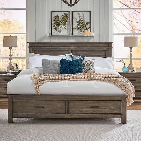 A-America® Glacier Point Graystone Queen Storage Panel Bed | Darvin ...