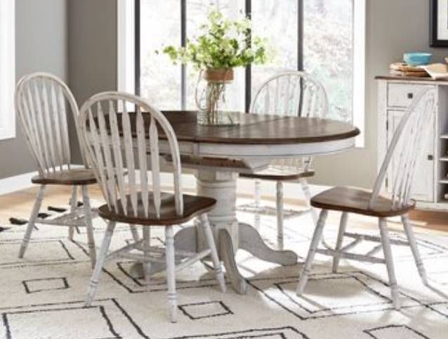 Liberty Furniture Carolina Crossing 5-Piece White Pedestal Table Set ...