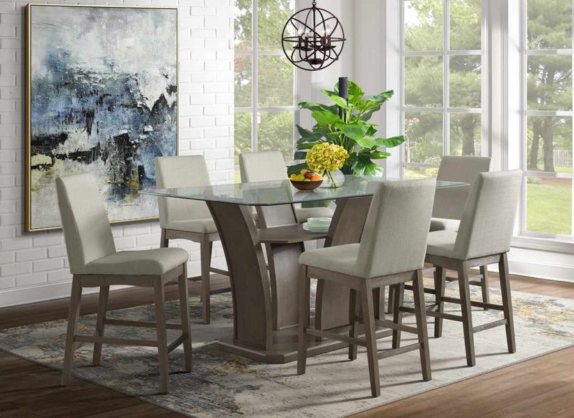 Elements International Dapper 7-Piece Brown Counter Height Dining Set ...